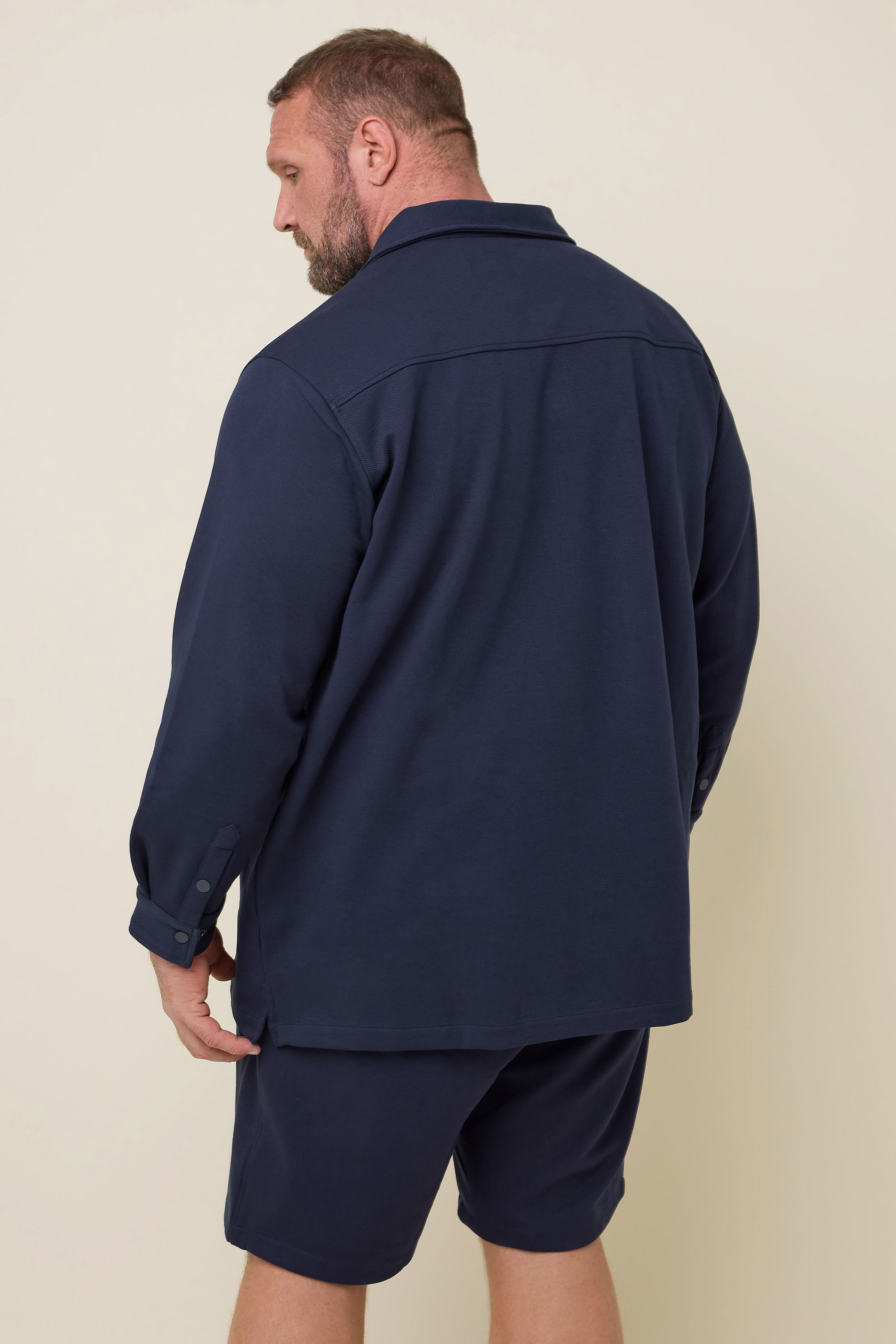 BadRhino Big & Tall Navy Blue Textured Jersey Shacket | BadRhino