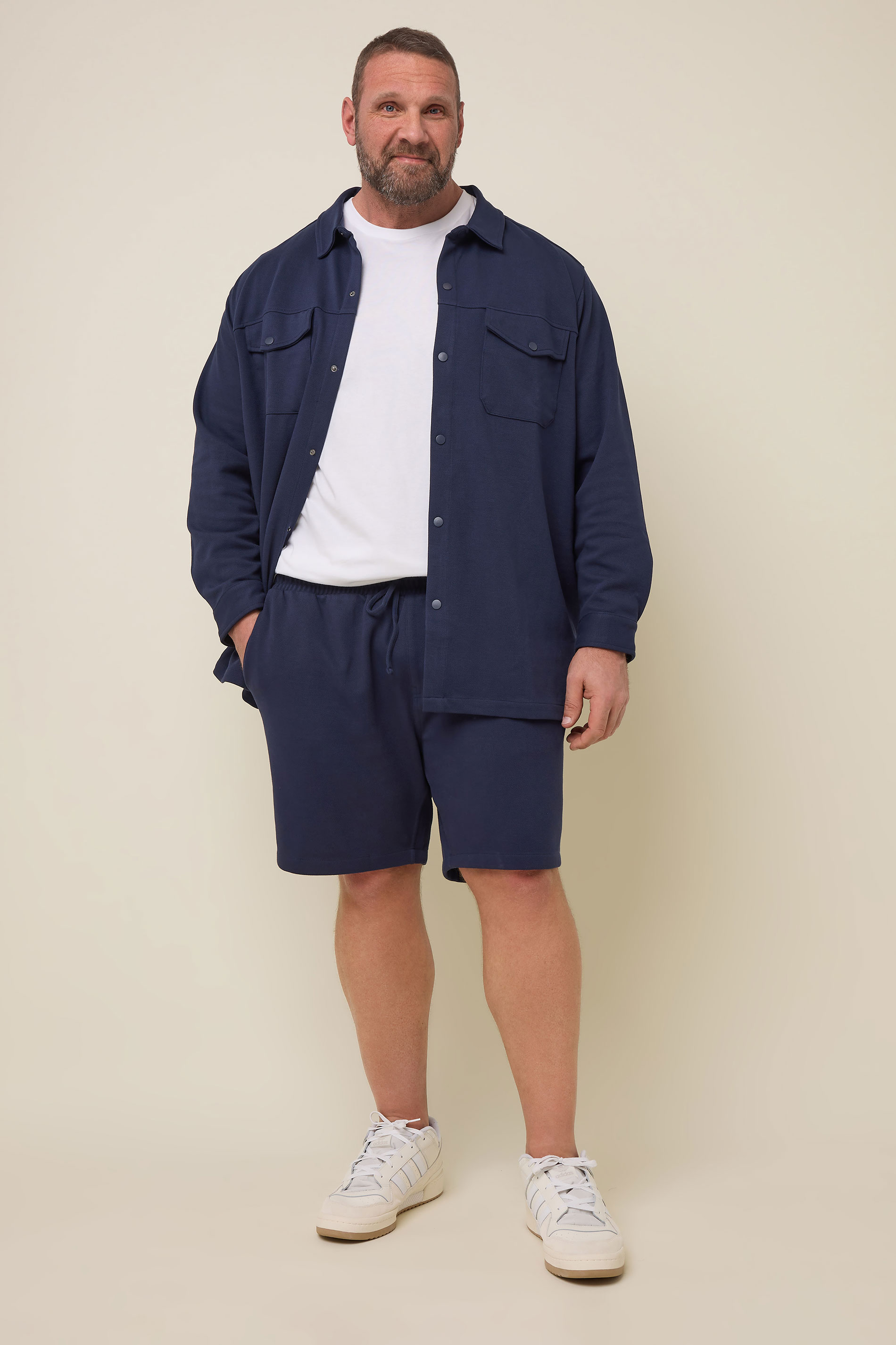 BadRhino Big & Tall Navy Blue Textured Jersey Shacket | BadRhino
