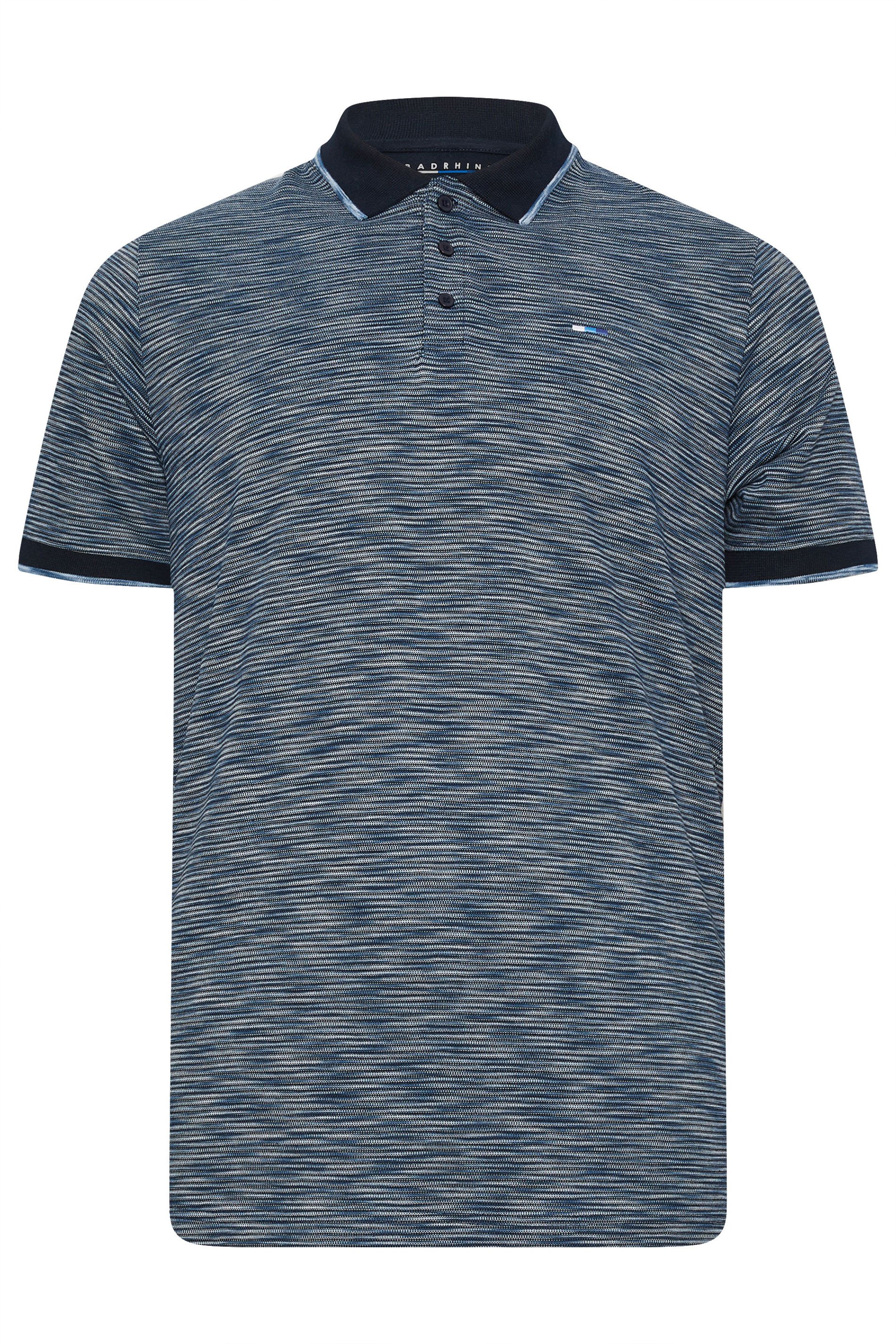 BadRhino Big & Tall Blue Injected Slub Textured Stripe Polo Shirt ...