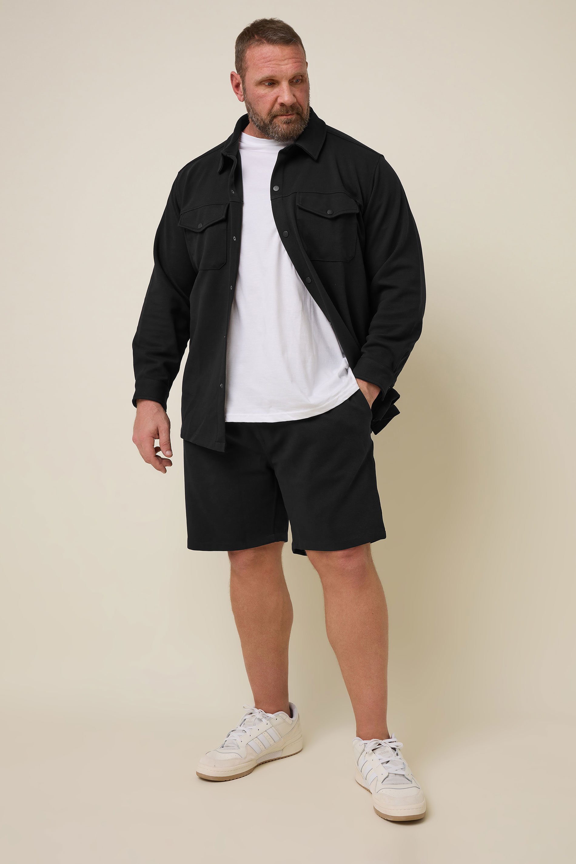 BadRhino Big & Tall Black Textured Jersey Shacket | BadRhino