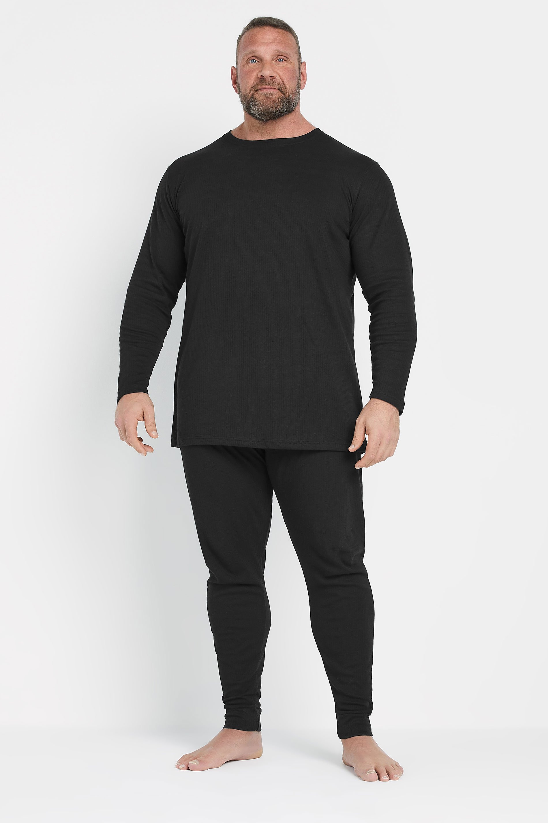 D555 Big Tall Black Thermal Long Johns BadRhino