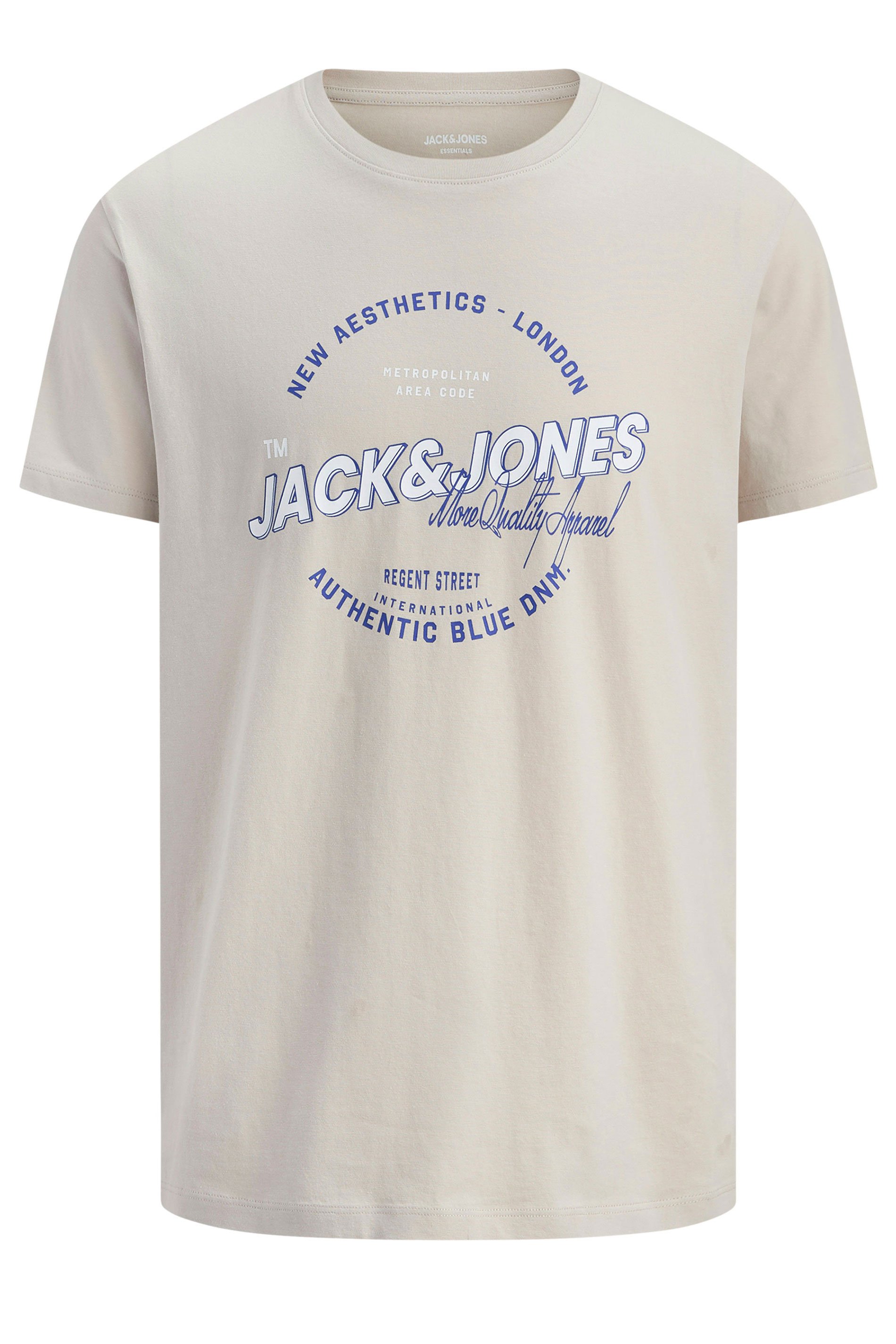 JACK & JONES Big & Tall Moonbeam White Graphic T-Shirt | BadRhino