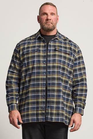 LYLE & SCOTT Big & Tall Blue & Green Brushed Cotton Check Shirt | BadRhino