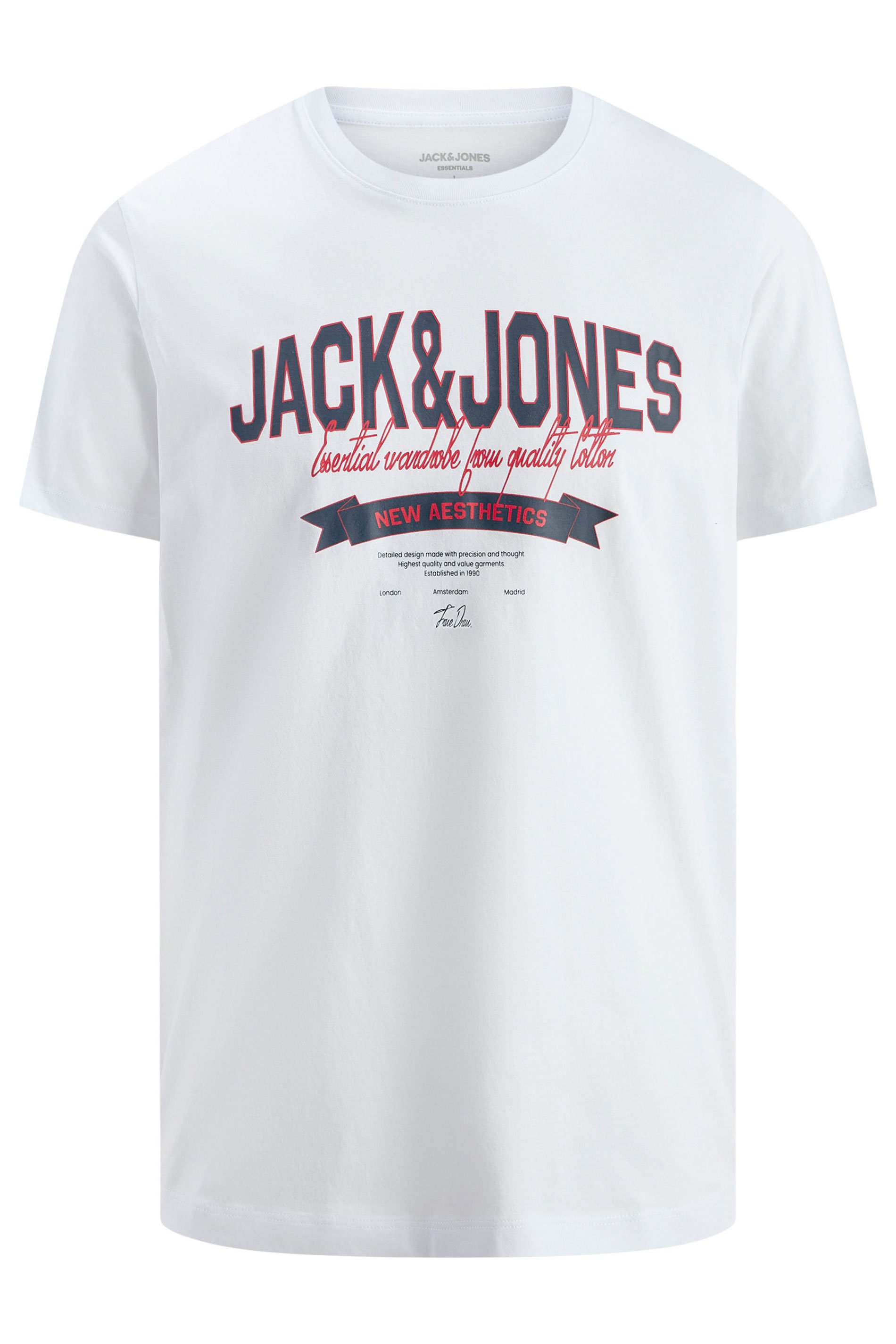 JACK & JONES Big & Tall Bright White Graphic T-Shirt | BadRhino