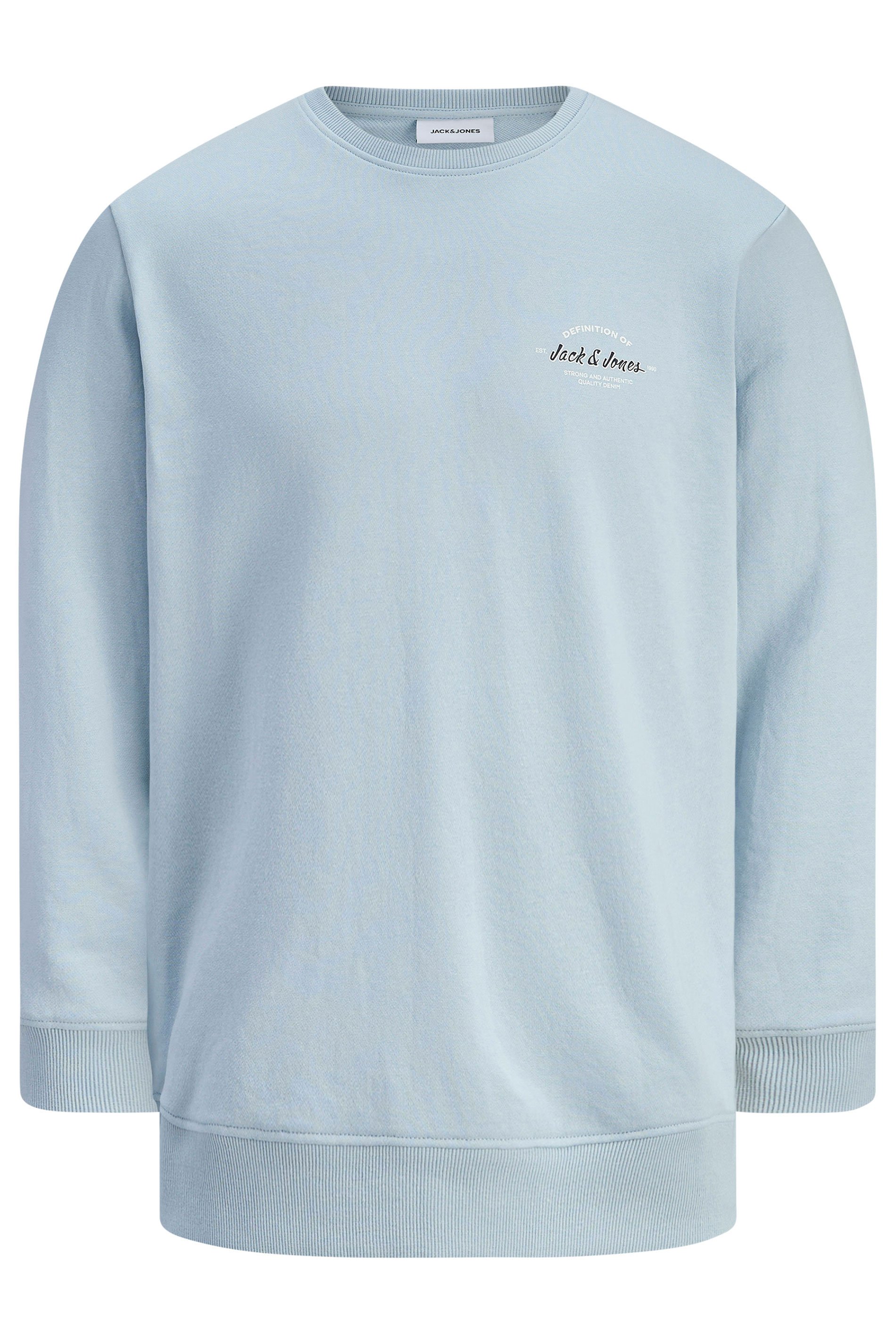JACK & JONES Big & Tall Celestial Blue Logo Sweatshirt | BadRhino