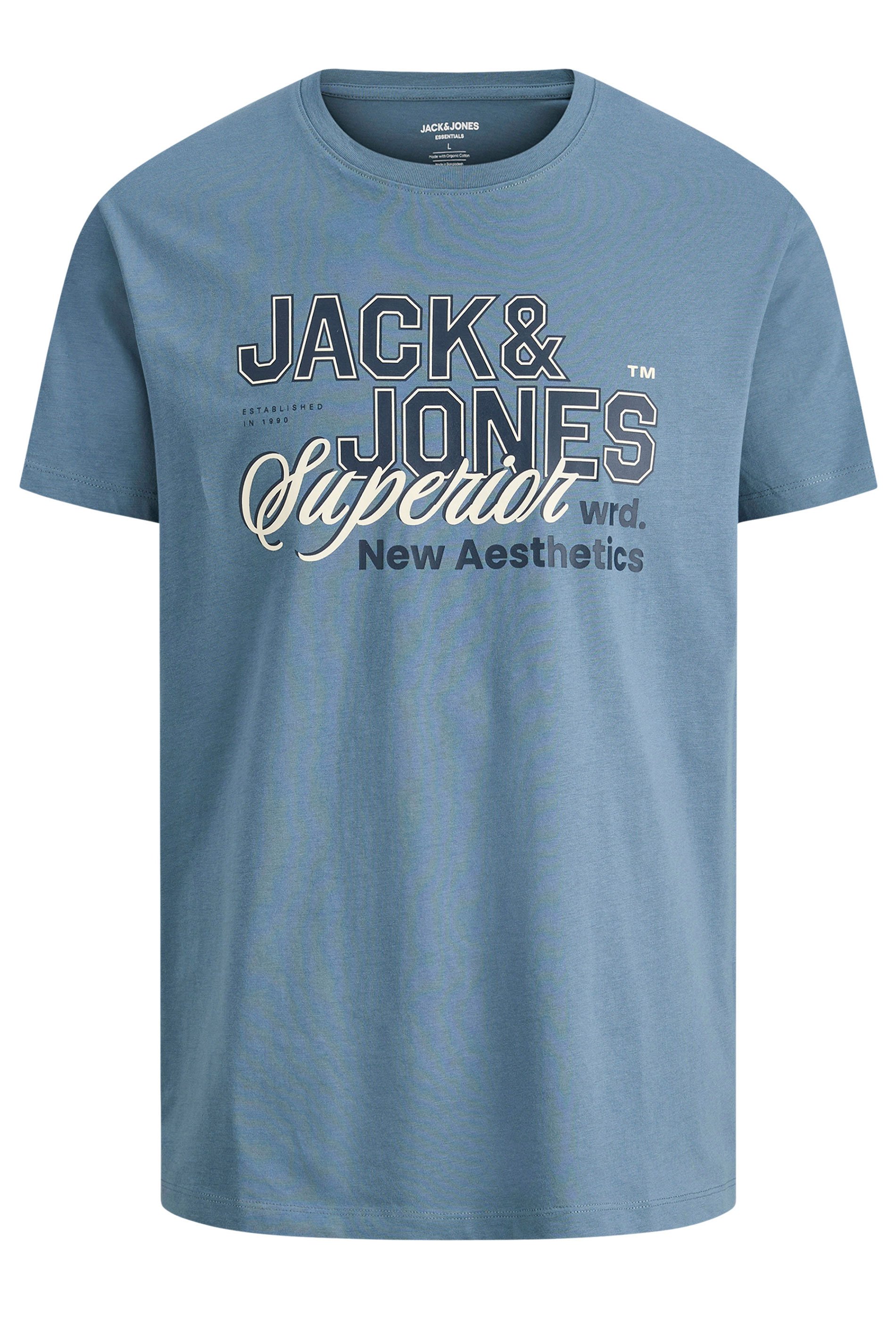 JACK & JONES Big & Tall Blue Graphic T-Shirt | BadRhino