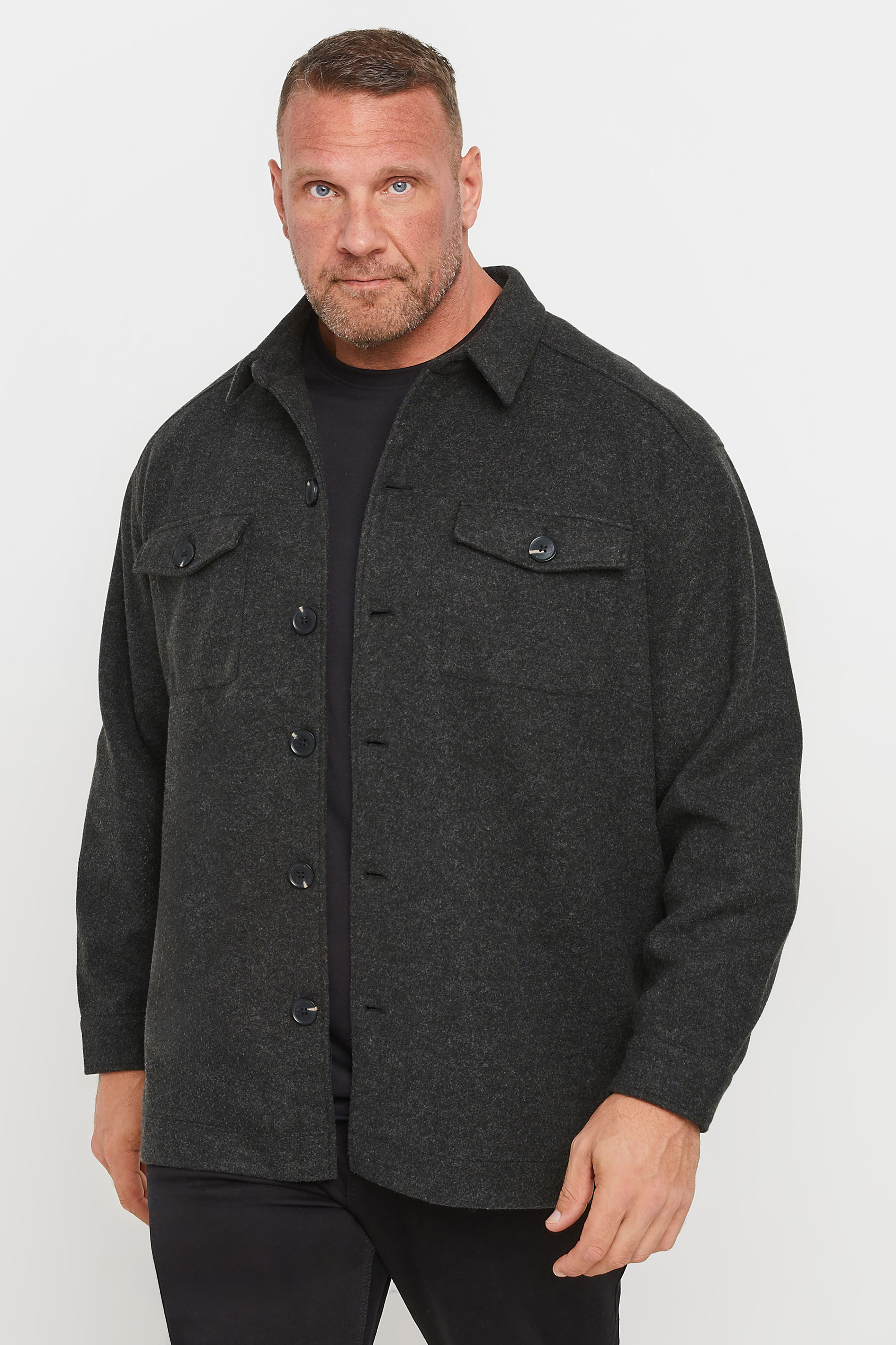 BadRhino Big & Tall Charcoal Grey Premium Button Down Shacket | BadRhino